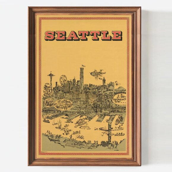 Unique Vintage | Art | Print Of Vintage Seattle Poster 968 | Poshmark